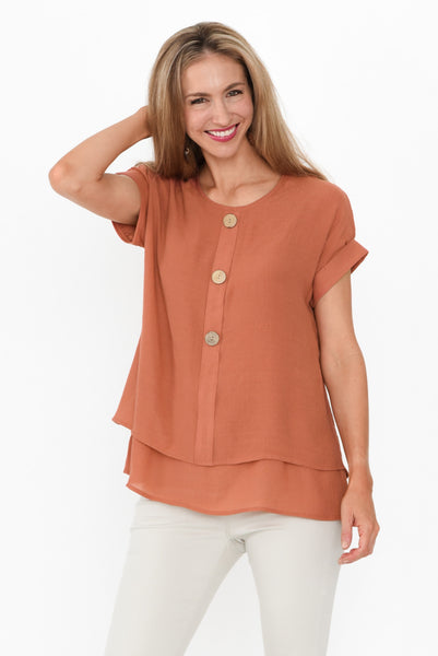Abilene Rust Button Top - Blue Bungalow AU