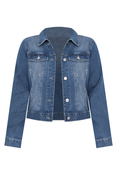 Darcy Washed Mid Blue Denim Jacket - Blue Bungalow AU