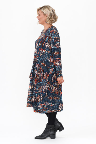 Adiyan Navy Aztec Pocket Dress - Blue Bungalow AU