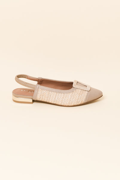 Alcatraz Beige Leather Slingback Mule - Blue Bungalow AU