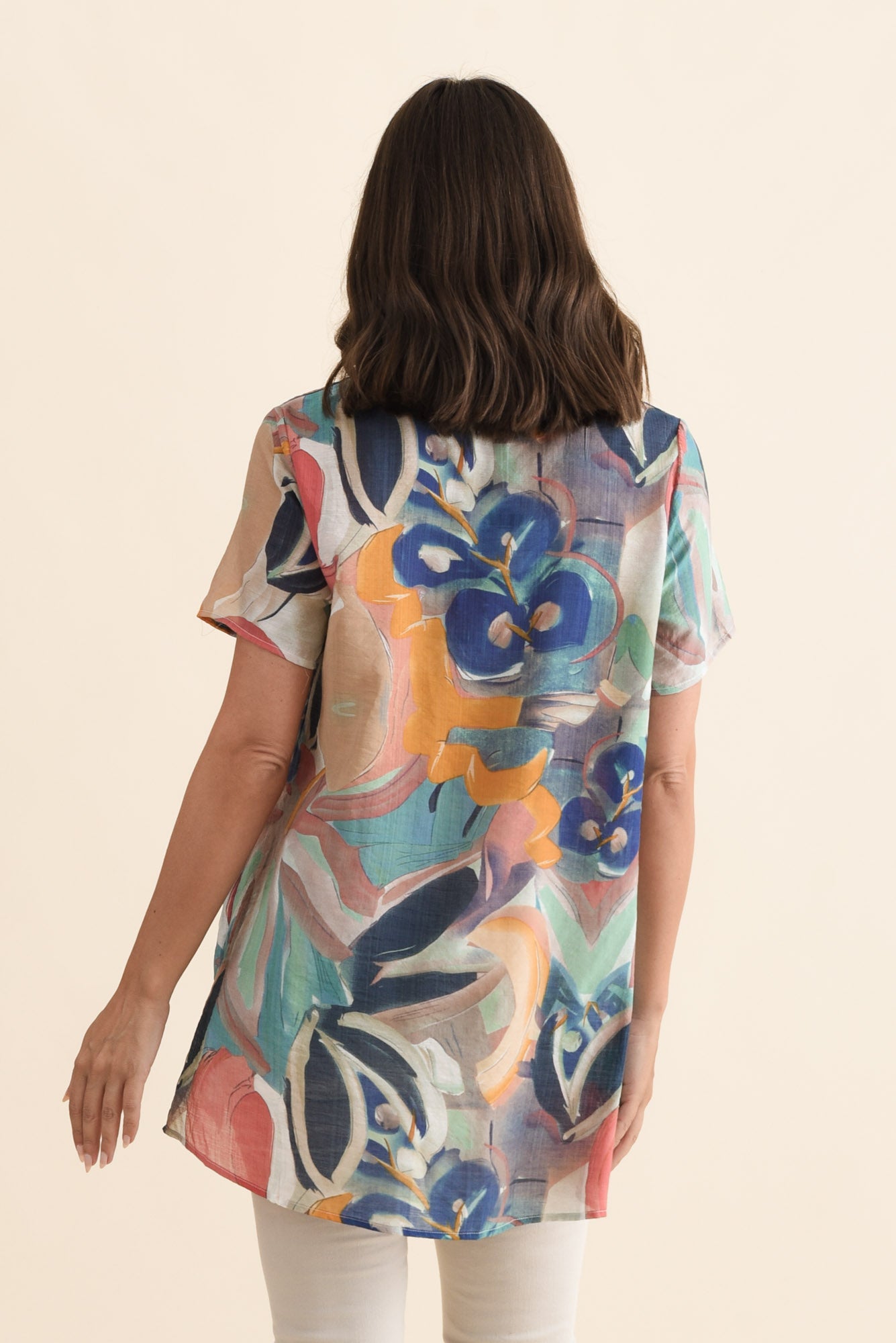 Alvina Blue Floral Layered Tunic Top - Blue Bungalow AU