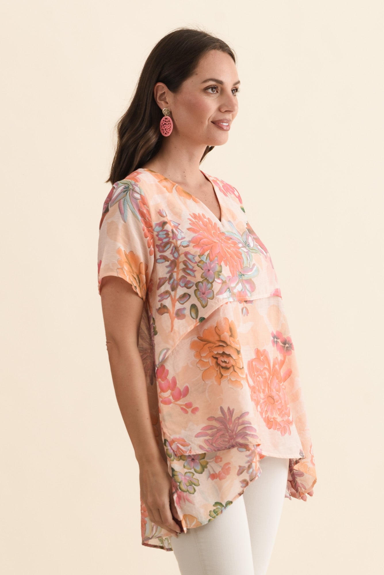 Alvina Orange Garden Layered Tunic Top - Blue Bungalow AU