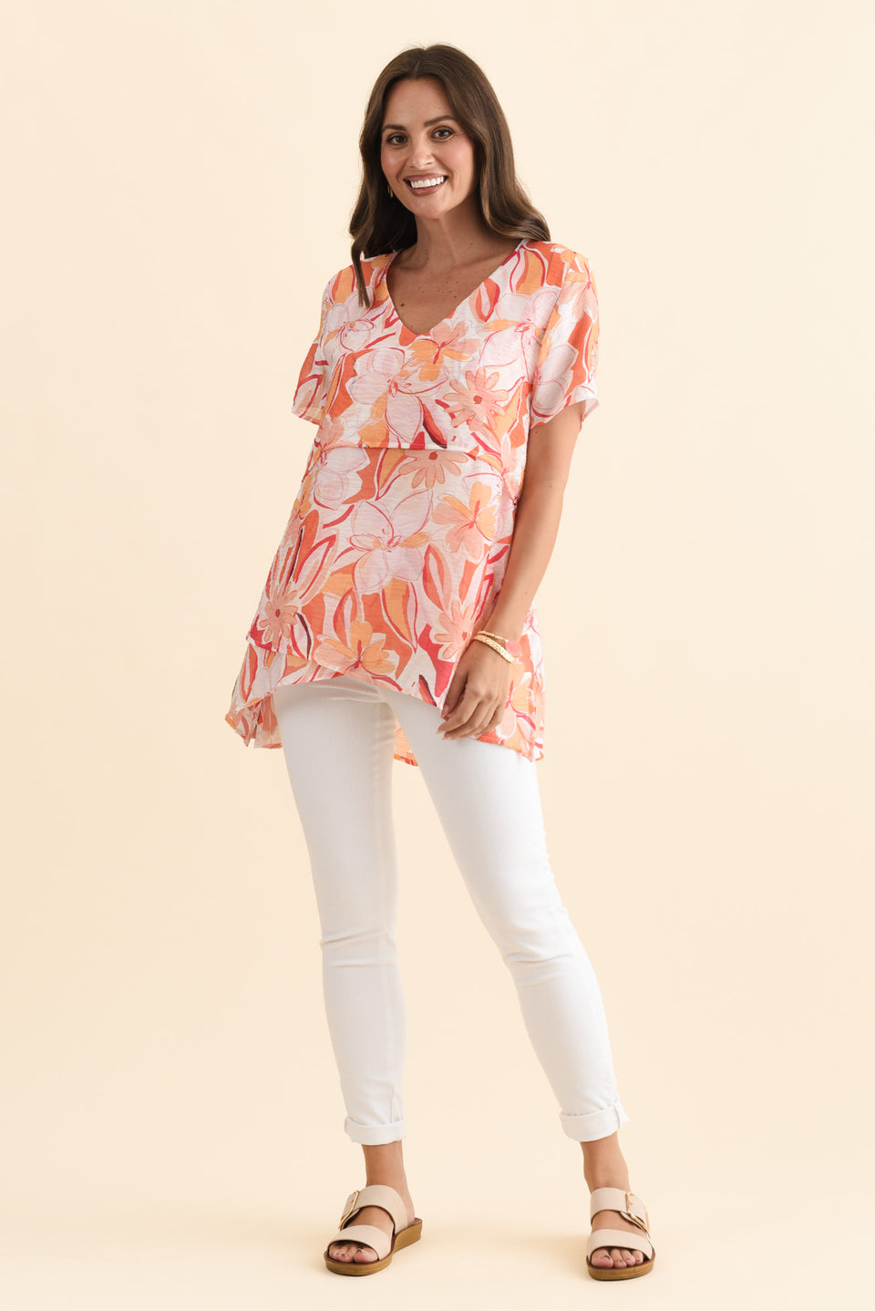 Alvina Pink Blossom Layered Tunic Top - Blue Bungalow AU