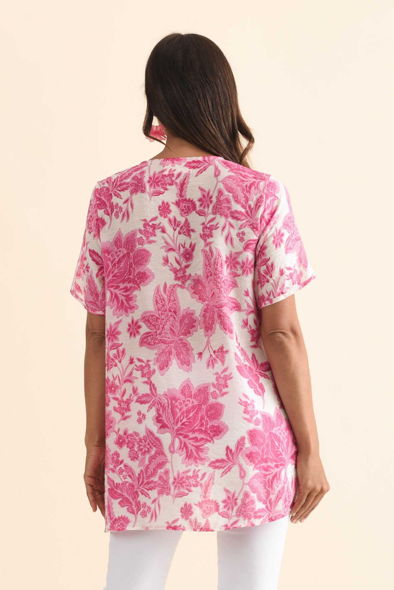 Alvina Pink Floral Layered Tunic Top - Blue Bungalow AU