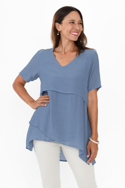 Alvina Steel Layered Tunic Top - Blue Bungalow AU