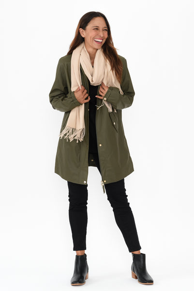 Anika Khaki Hooded Raincoat - Blue Bungalow AU