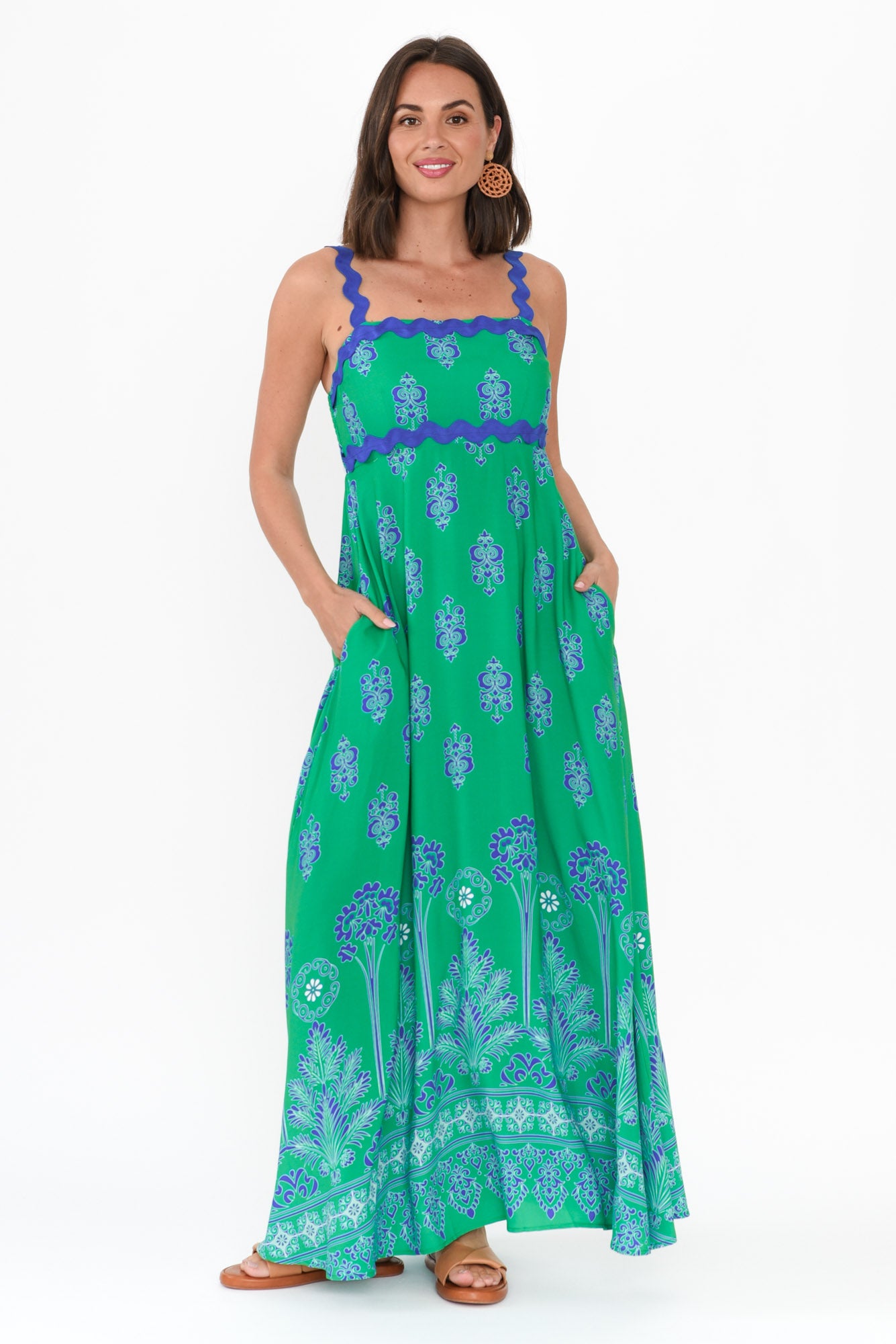 Annalise Green Mosaic Maxi Dress - Blue Bungalow AU