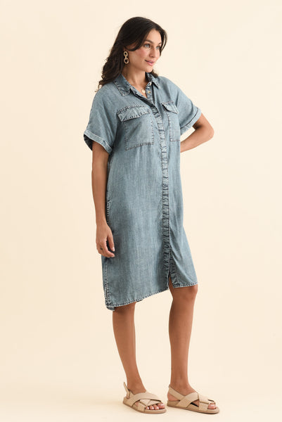 Arizona Denim Blue Lyocell Pocket Dress - Blue Bungalow AU