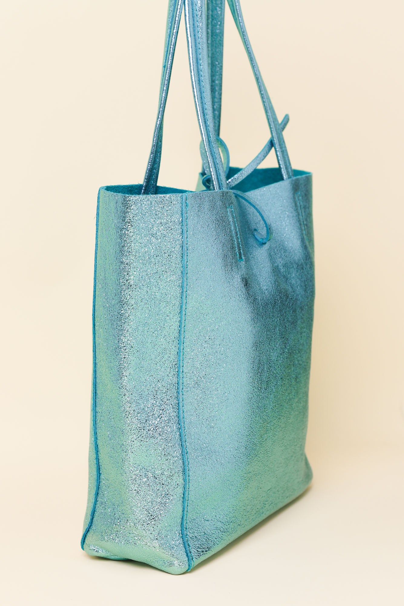 Atlanta Blue Metallic Tote Bag - Blue Bungalow AU