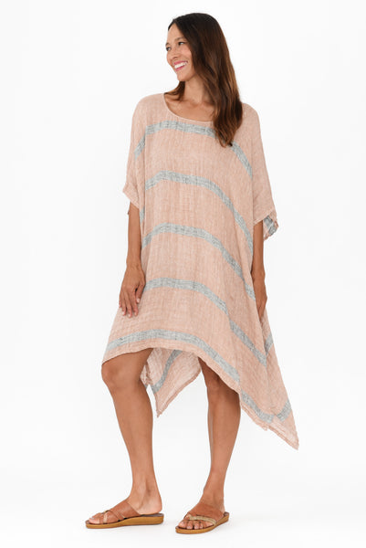 Belize Pink Stripe Linen Kaftan - Blue Bungalow AU