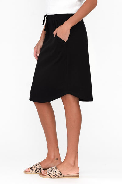 Black Cotton Drawstring Skirt - Blue Bungalow