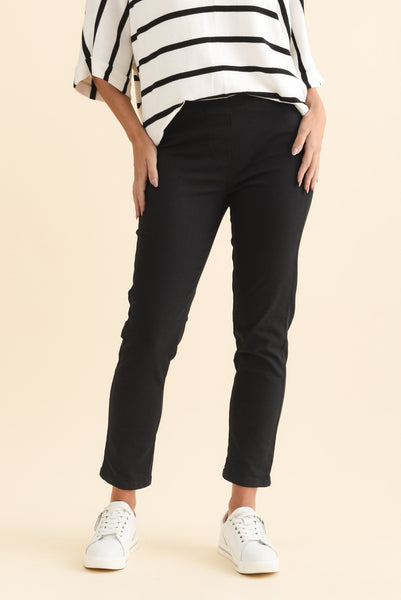 Callie Black Cotton 7/8 Stretch Pants - Blue Bungalow AU
