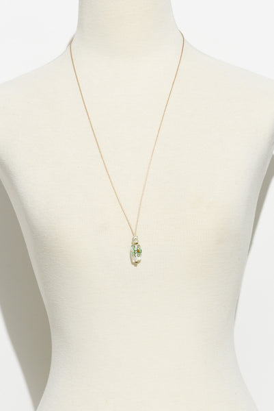 Cecily Green Flower Glass Beaded Necklace - Blue Bungalow AU