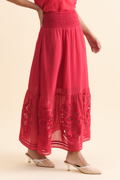 Cordelia Ruby Cotton Silk Skirt - Blue Bungalow AU
