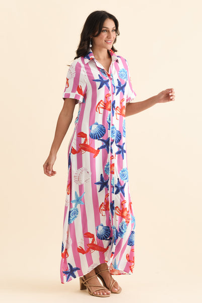 Corine Pink Beach Tie Dress - Blue Bungalow AU