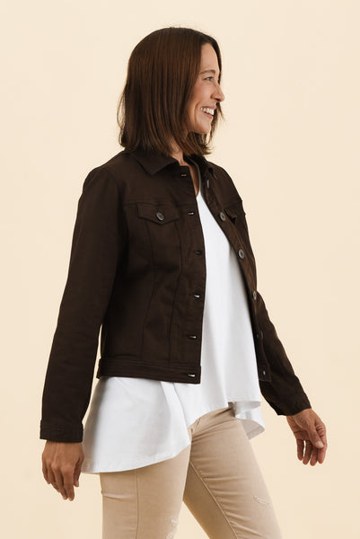 Danielle Chocolate Stretch Jean Jacket - Blue Bungalow AU
