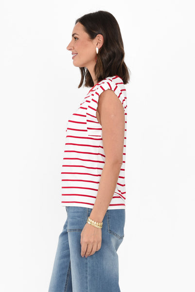 Diana Berry Stripe Bamboo Tee - Blue Bungalow AU