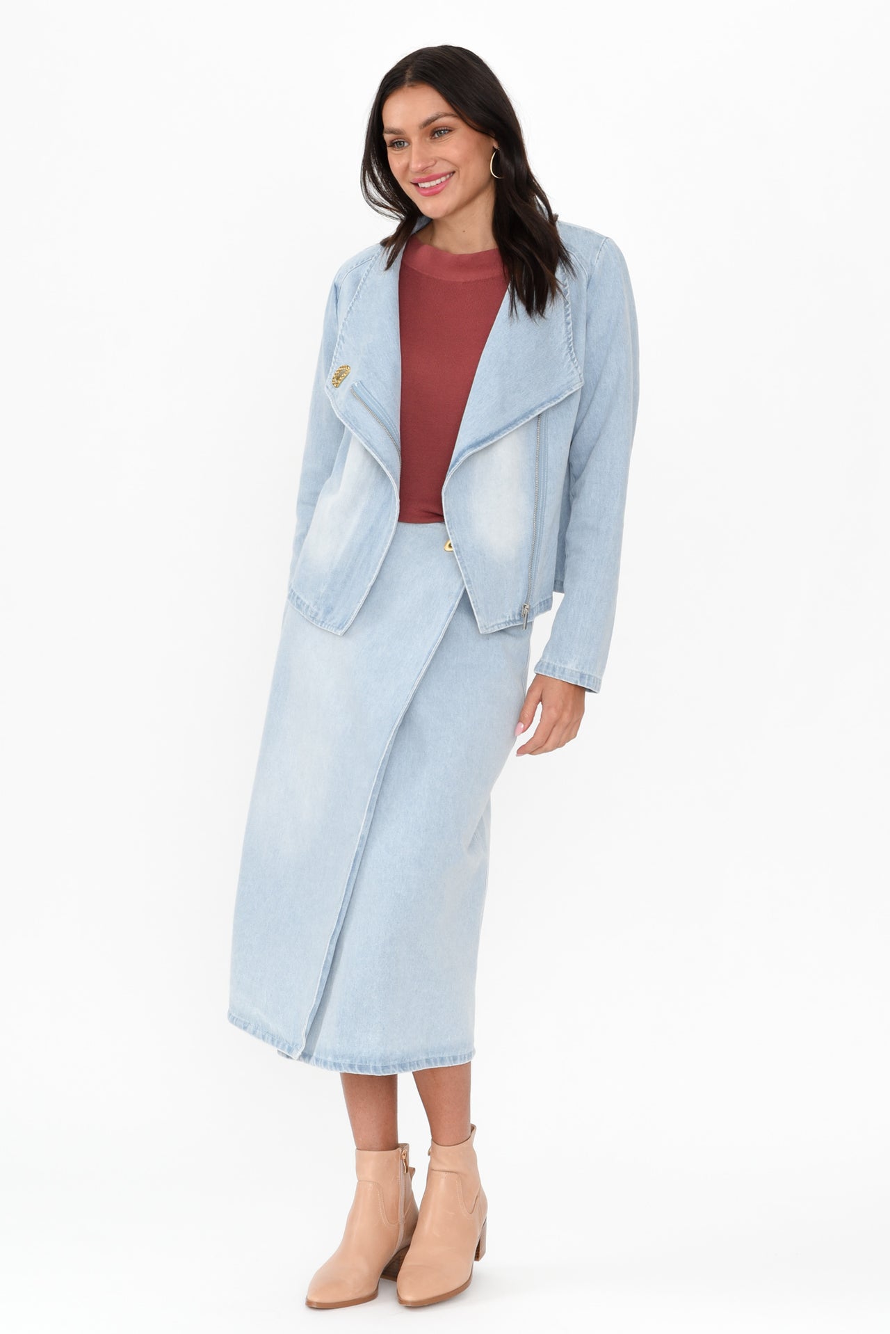 Flight Light Blue Denim Jacket - Blue Bungalow AU