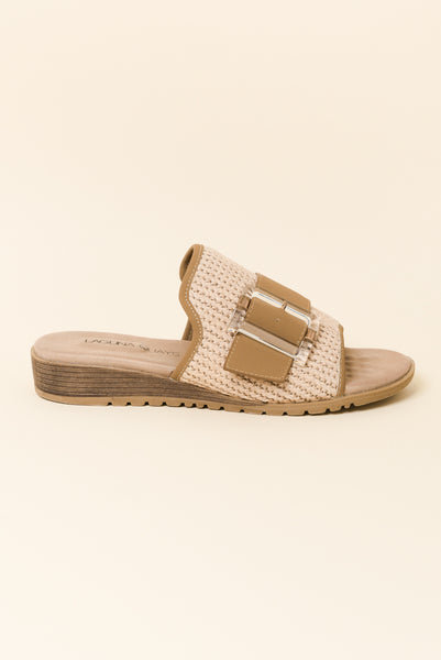 Givari Natural Buckle Woven Slide - Blue Bungalow AU