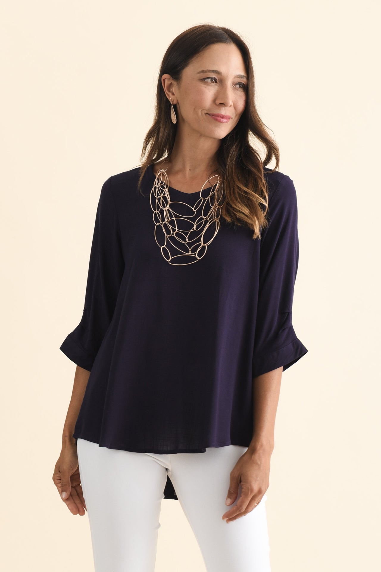 Gomez Dark Navy Button Top - Blue Bungalow AU