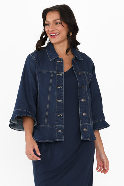 Iris Blue Denim 3/4 Sleeved Jacket - Blue Bungalow AU