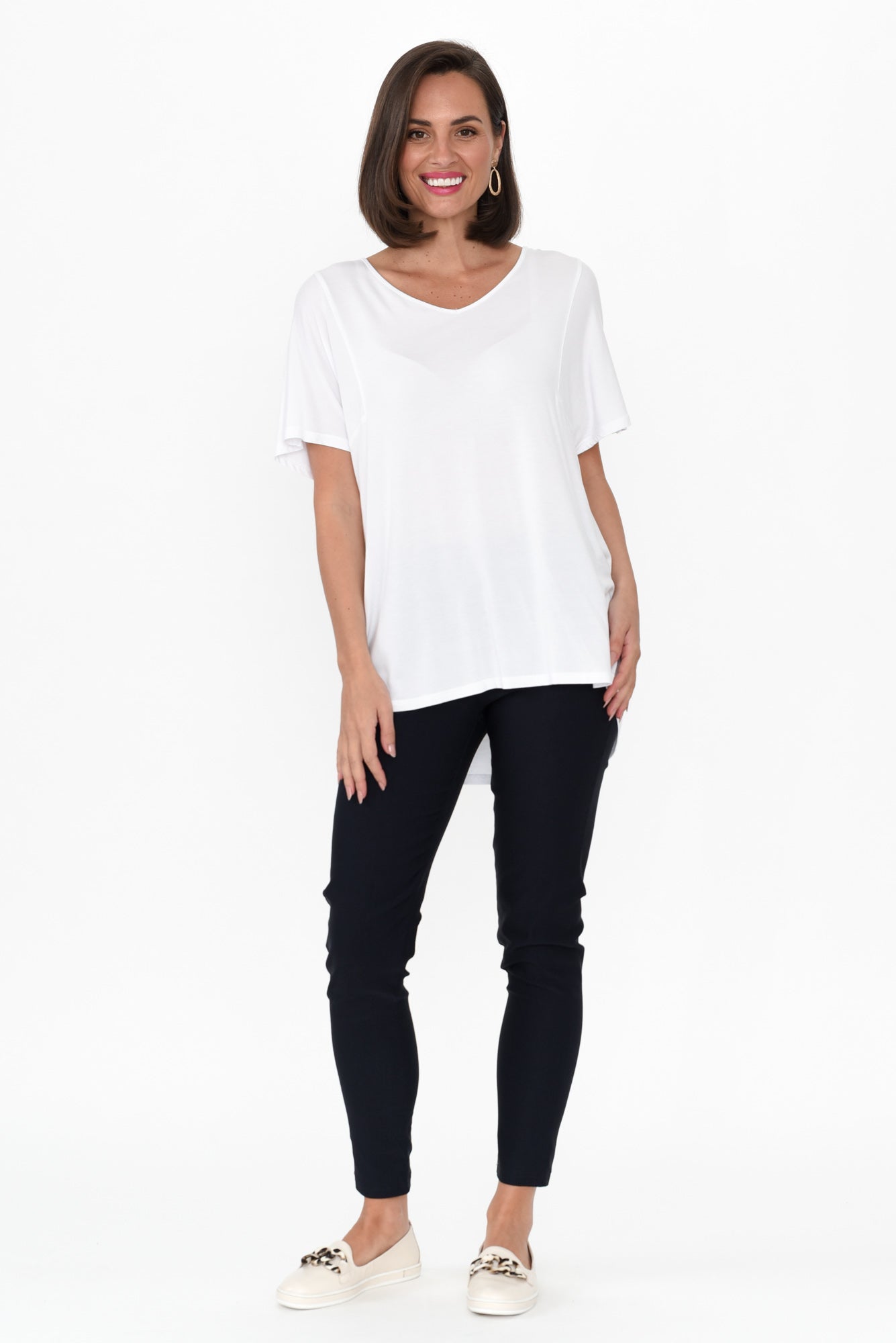 Ivy White Micro Modal Swing Tee - Blue Bungalow AU