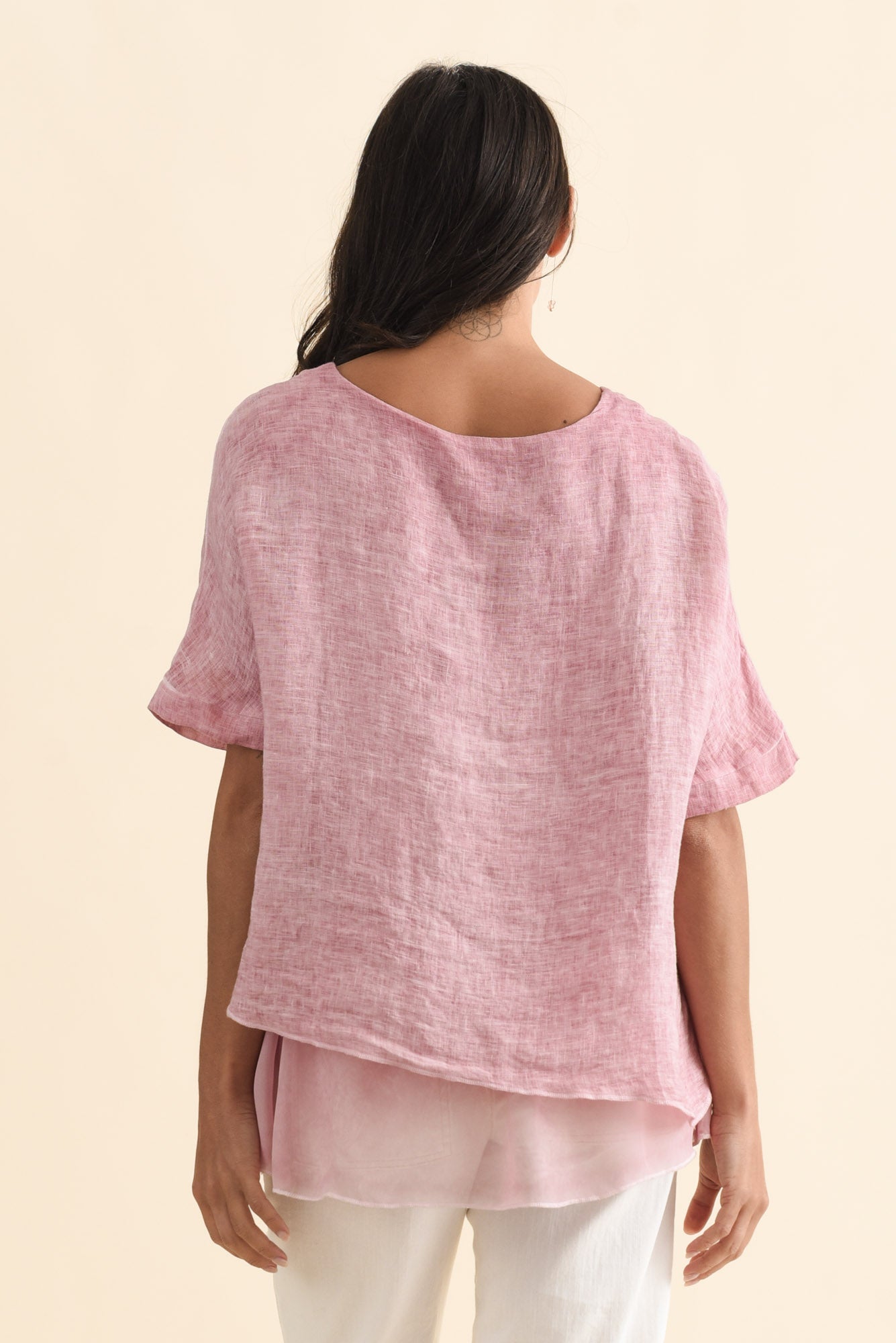 Kayla Pink Linen Layered Top - Blue Bungalow AU
