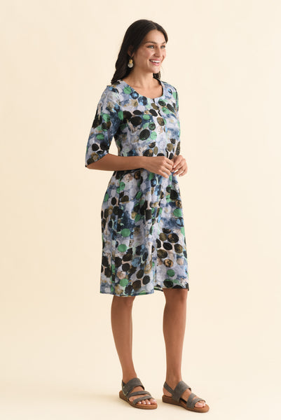 Lilibet Blue Spot Cotton Pocket Dress - Blue Bungalow AU