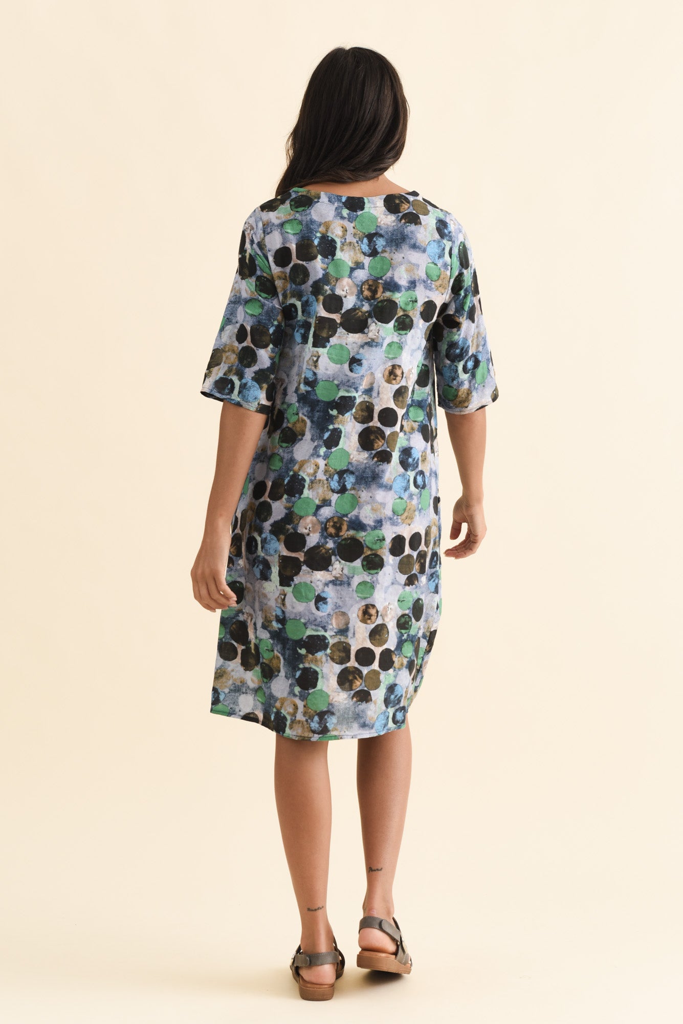 Lilibet Blue Spot Cotton Pocket Dress - Blue Bungalow AU