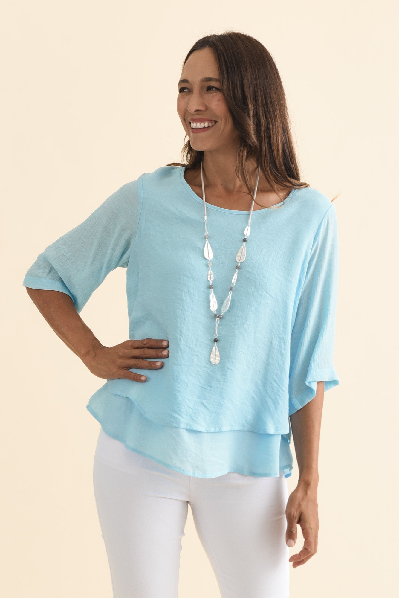 Liora Blue Layered Top - Blue Bungalow AU