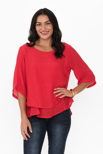 Liora Red Layered Top - Blue Bungalow AU