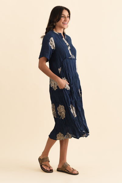 Lucy Navy Flower Pocket Dress - Blue Bungalow AU