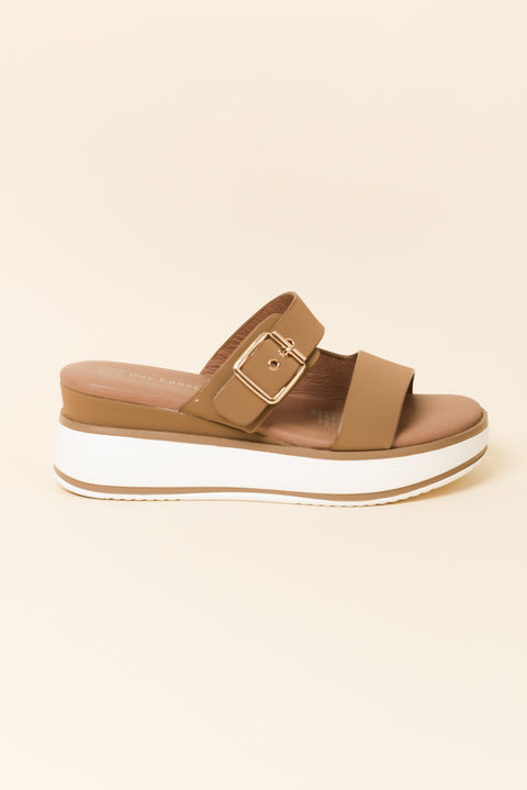 Lyst Tan Leather Buckle Platform Slide - Blue Bungalow AU
