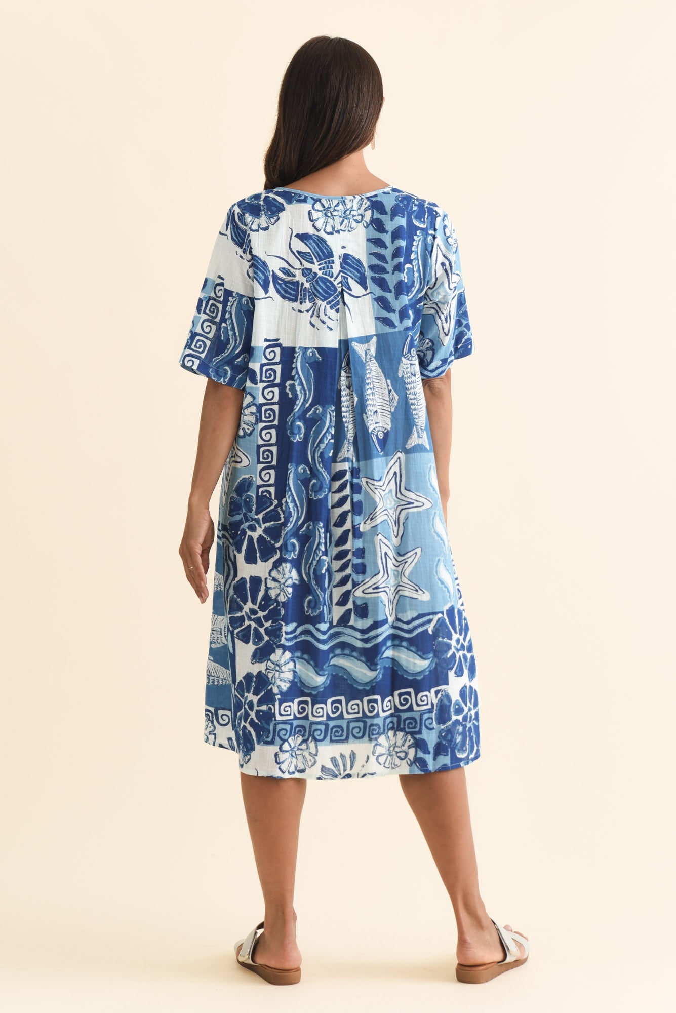 Mackie Blue Ocean Cotton Pocket Dress - Blue Bungalow AU