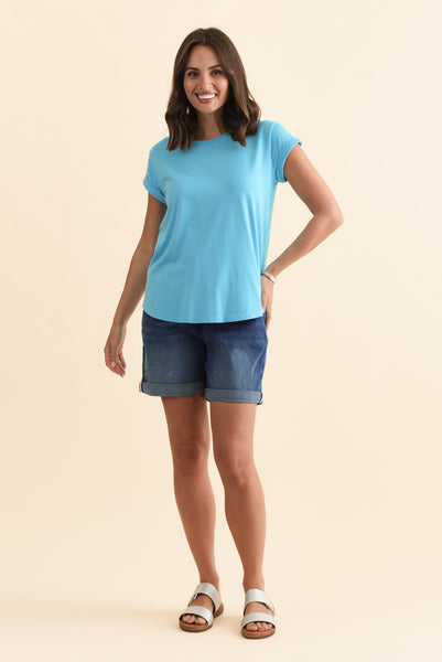 Manly Blue Cotton Tee - Blue Bungalow AU