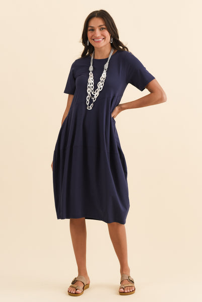 Morgan Indigo Diagonal Seam Dress - Blue Bungalow AU