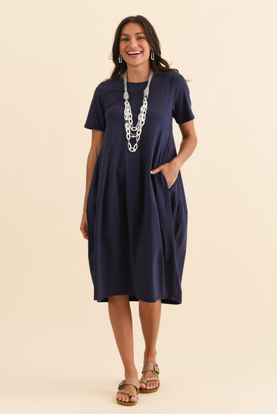 Morgan Indigo Diagonal Seam Dress - Blue Bungalow AU