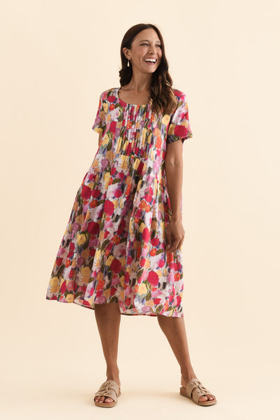 Murano Pink Floral Cotton Dress - Blue Bungalow AU