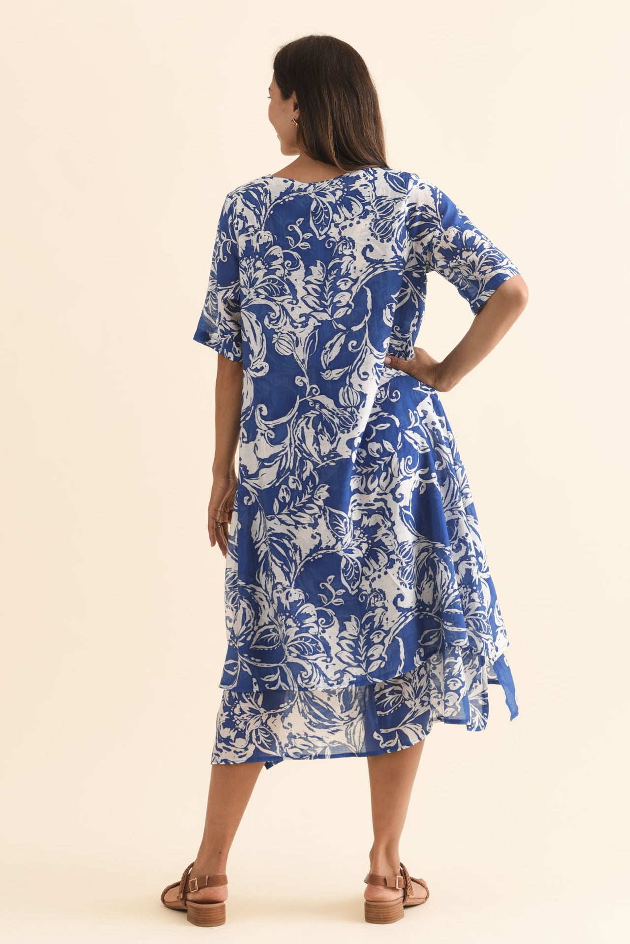 Nala Blue Abstract Layers Dress - Blue Bungalow AU