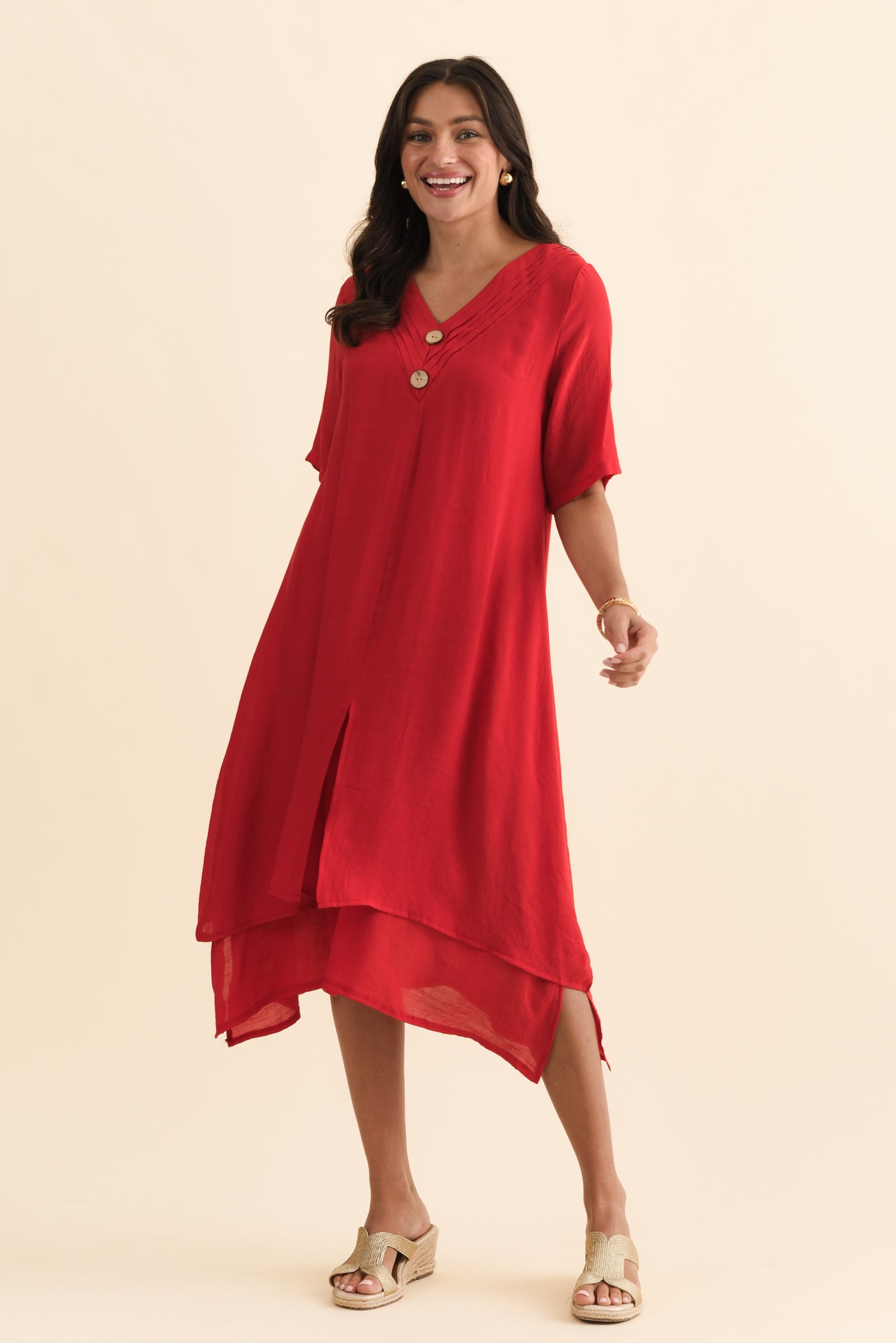 Nala Red Layers Dress - Blue Bungalow AU