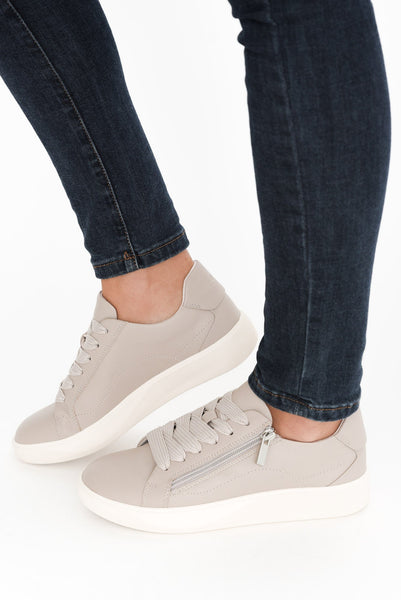Noemi Grey Leather Zip Sneaker - Blue Bungalow AU