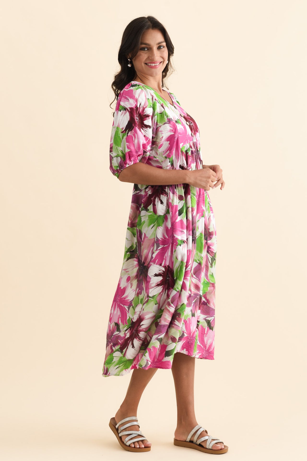 Nolte Purple Flower Pocket Dress - Blue Bungalow AU