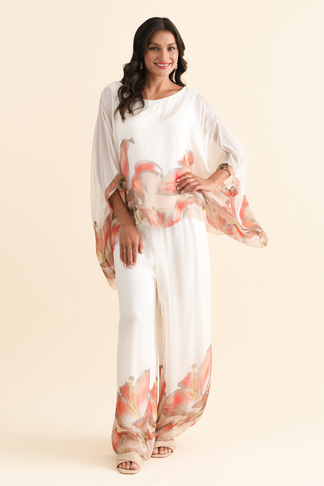 Paxos White Bloom Silk Overlay Top - Blue Bungalow AU