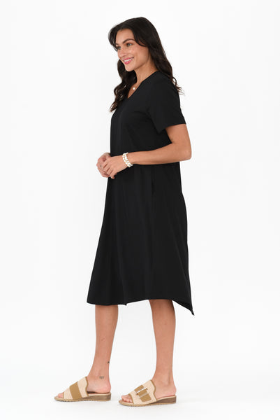 Quentin Black Cotton Tee Dress - Blue Bungalow AU