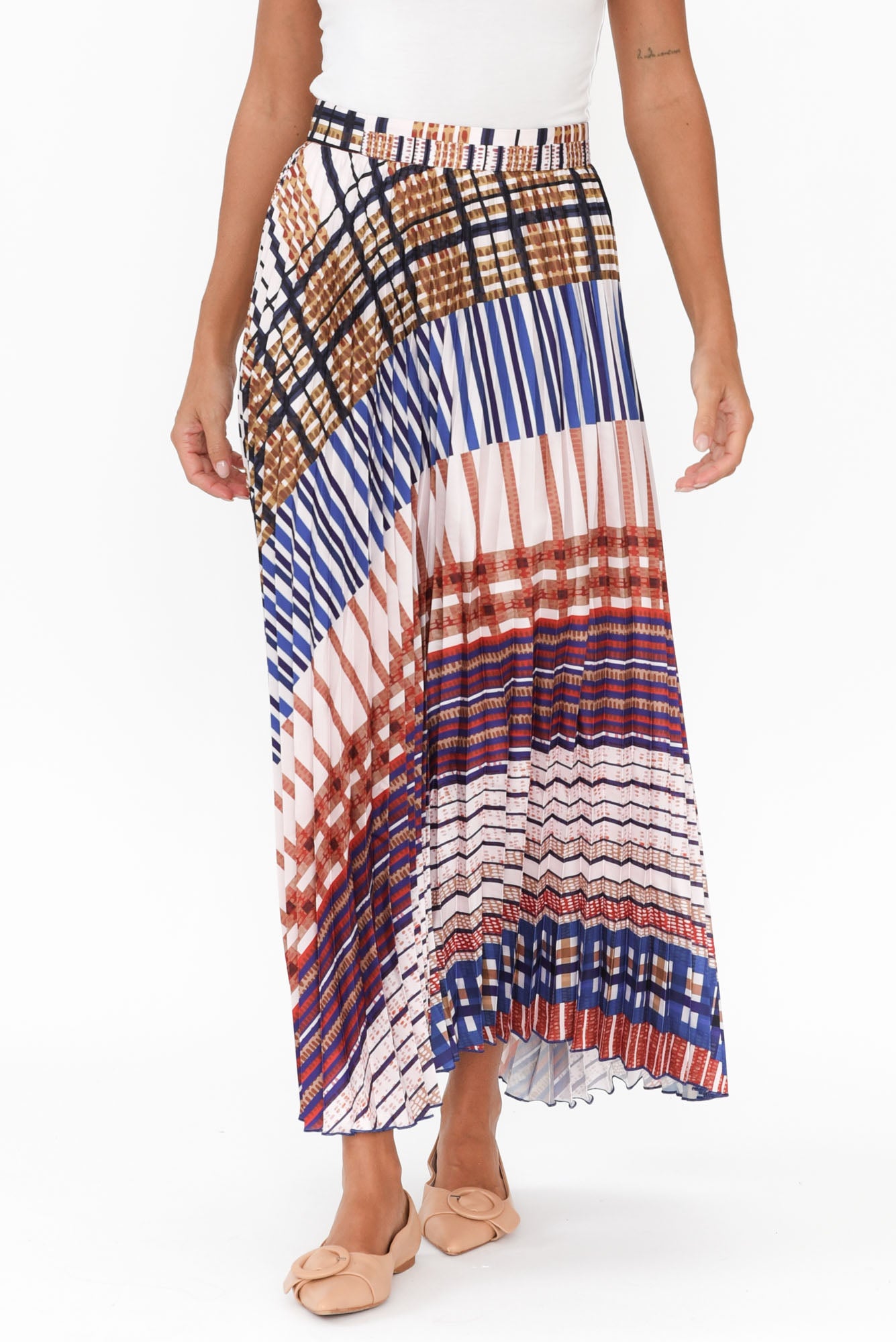 Rays Blue Check Pleated Skirt - Blue Bungalow AU