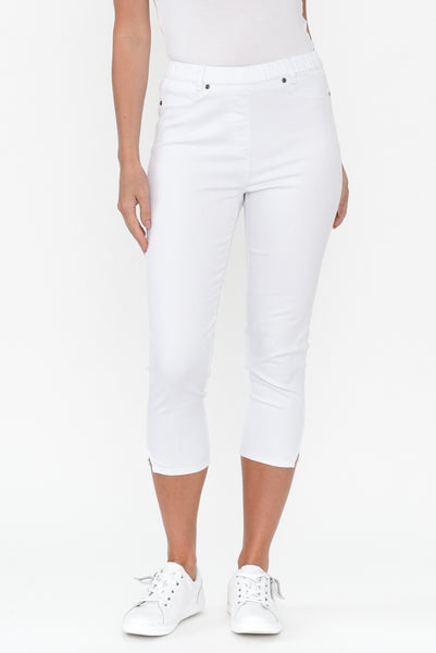 Reed White Stretch Cotton Capri Pants - Blue Bungalow AU