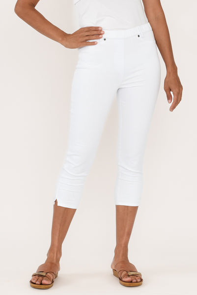 Reed White Stretch Cotton Capri Pants - Blue Bungalow AU