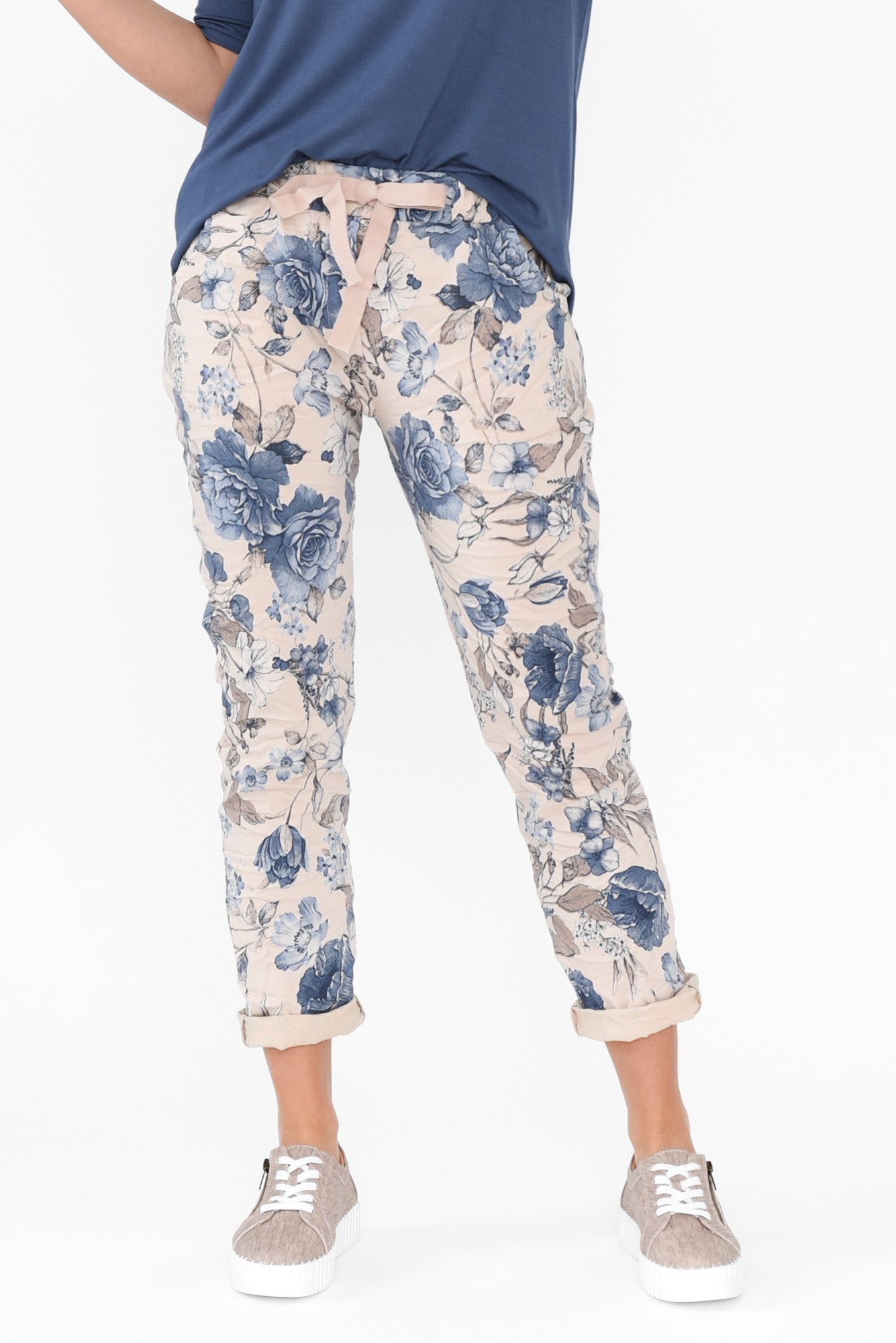 Simpson Pink Floral Stretch Pants - Blue Bungalow AU