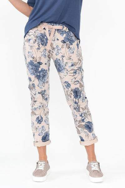 Simpson Pink Floral Stretch Pants - Blue Bungalow AU