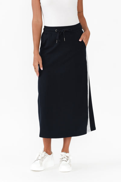 Sloane Navy Cotton Drawstring Skirt - Blue Bungalow AU